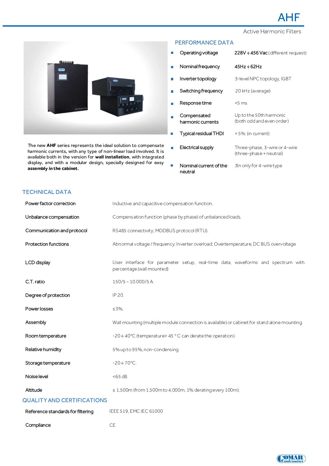 COMAR-Active-Filters-AHF – Electrisium International